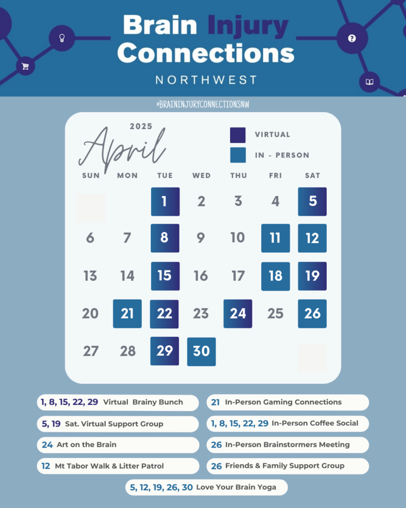 April Calendar – Brain Injury Connections NW