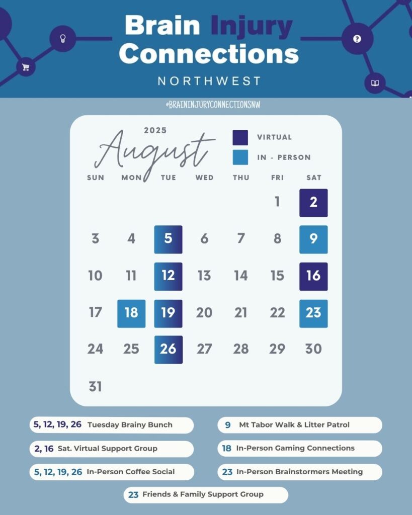 August Calendar – Brain Injury Connections NW
