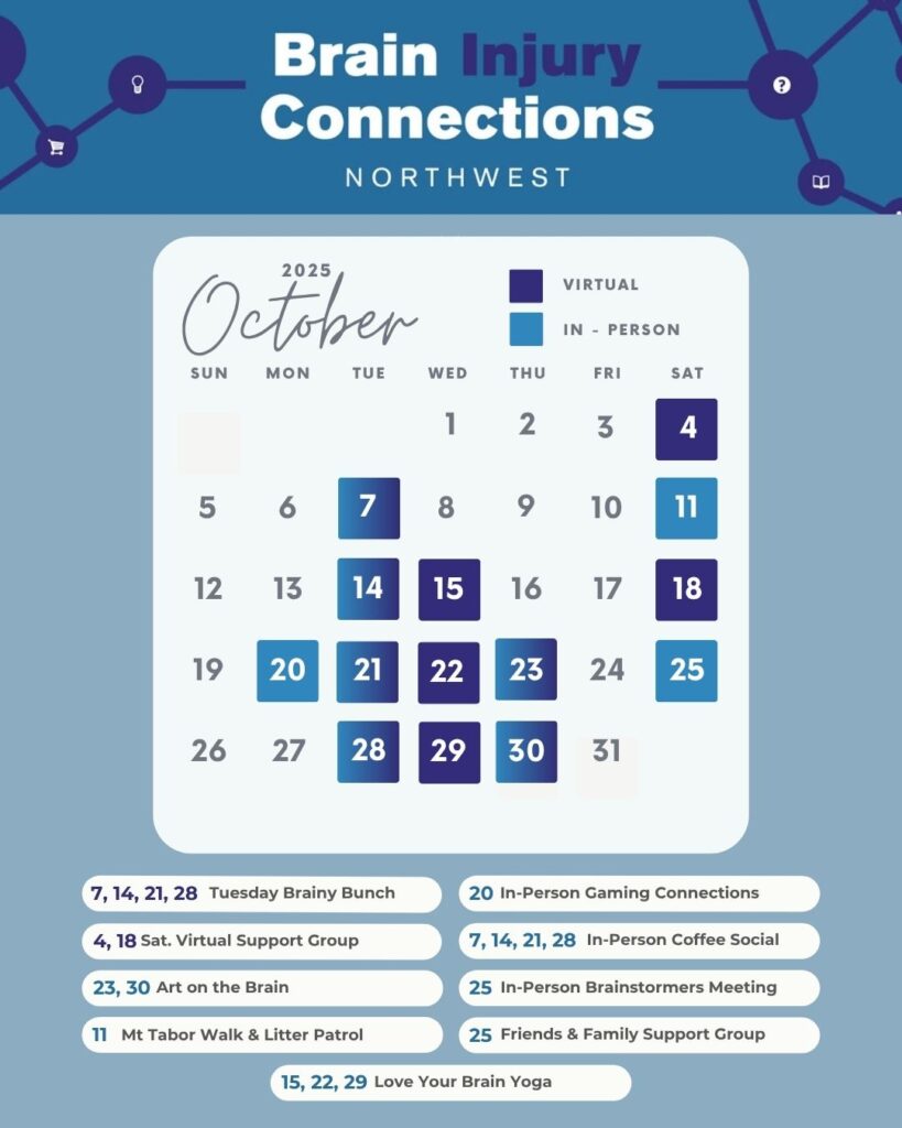 October Calendar – Brain Injury Connections NW
